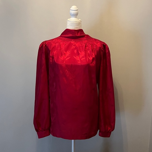 Vintage | Tops | Vintage Cherry Red Satin Blouse | Poshmark